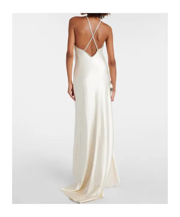 Roland Mouret Embellished Silk Satin Gown