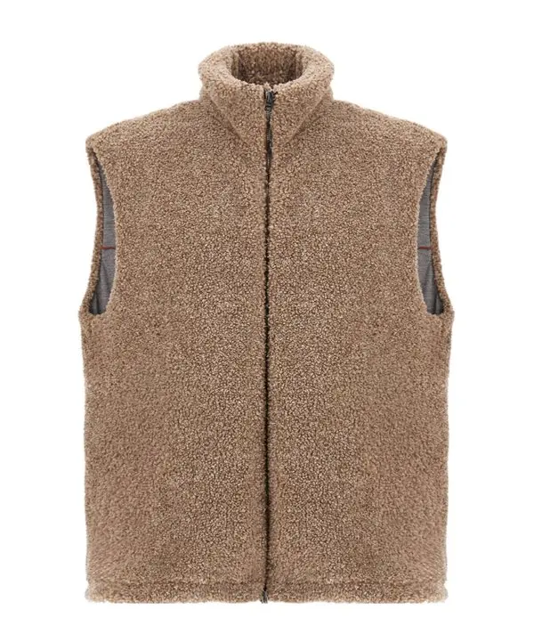 Herno Vest In Cashmere-feel Flannel - Light Greige