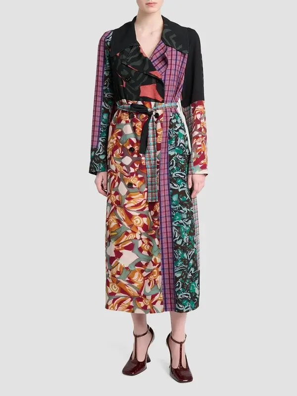 Dries Van Noten Patchwork Printed Trench Coat