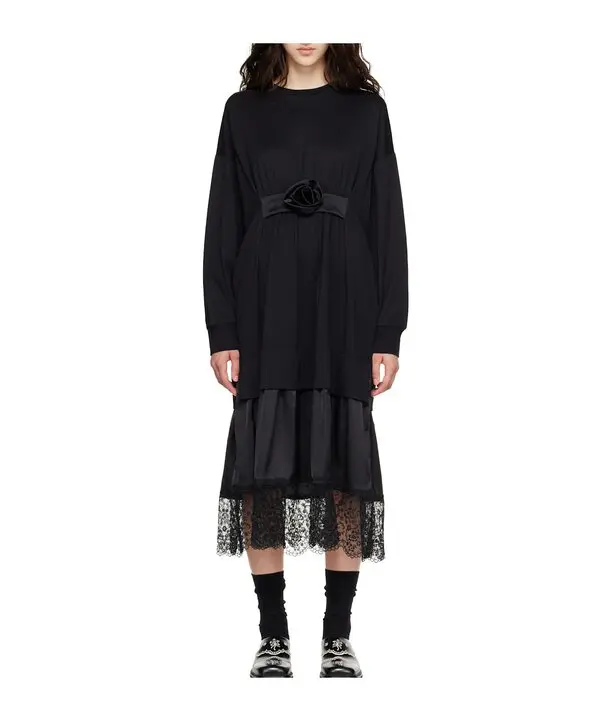 Simone Rocha Loose-fitting Ruffled Rose Lace Dress