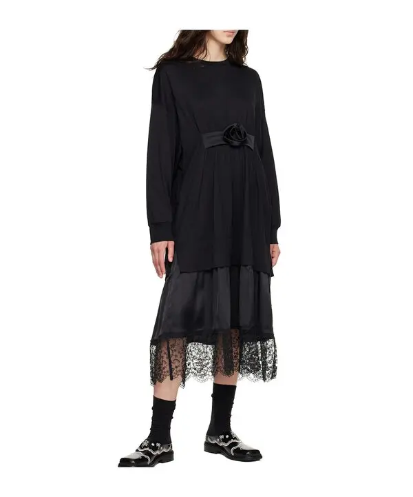 Simone Rocha Loose-fitting Ruffled Rose Lace Dress