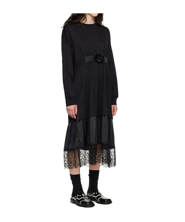 Simone Rocha Loose-fitting Ruffled Rose Lace Dress