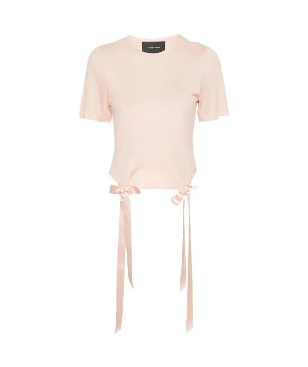 Simone Rocha Bow Detail Ribbed T-shirt - Soft Pink
