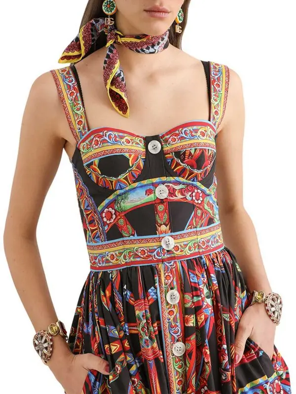 Dolce & Gabbana Carretto-print Poplin Midi Dress