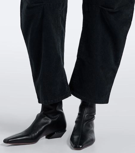 NILI LOTAN Shon Cotton-blend Corduroy Barrel-leg Jeans - Black