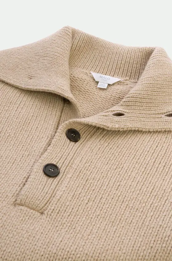 Malo Button-fastening Ribbed-collar Knit