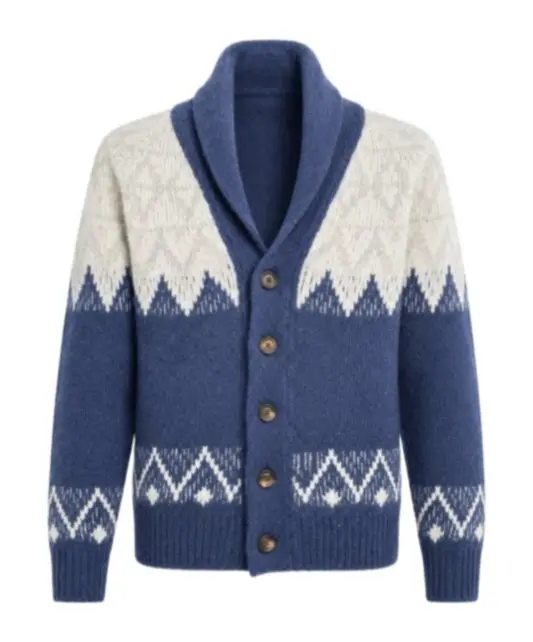 Eleventy Shawl Collar Jacquard Cardigan