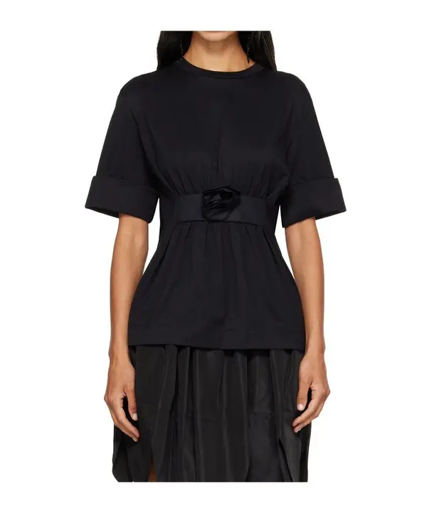 Simone Rocha Floral-appliqué Gathered T-shirt