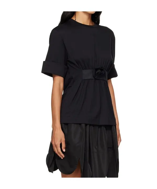 Simone Rocha Floral-appliqué Gathered T-shirt