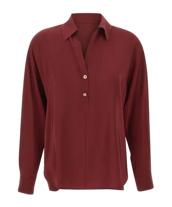 Max Mara Hamme Button Silk Blouse - Red