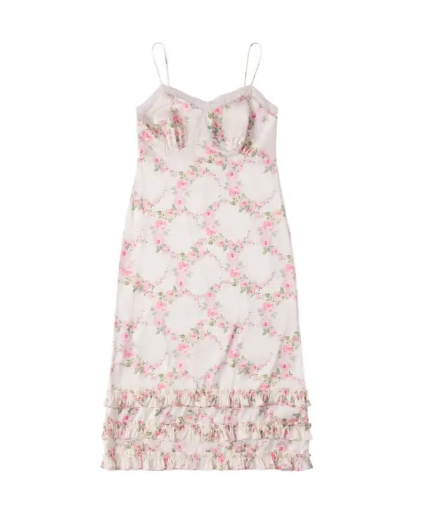 Simone Rocha Maxi Floral-print Ruffled Dress - Cream