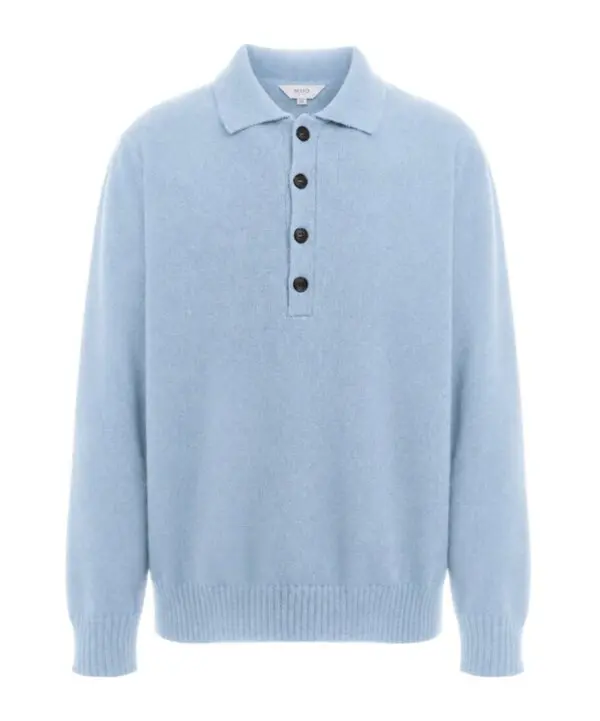 Malo Fine Knit Long Sleeve Polo Shirt - No