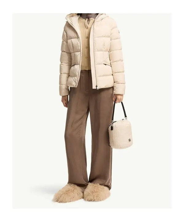 Moncler Avoce Hooded Short Down Jacket - Beige