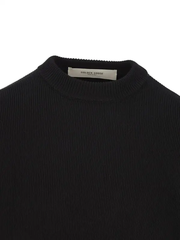 GOLDEN GOOSE Logo-embroidered Ribbed Crewneck Sweater