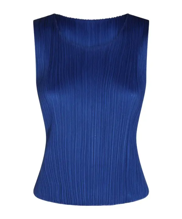 Issey Miyake Sleeveless Pleated Top - Blue