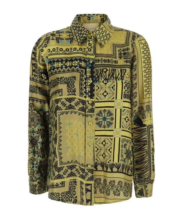 Momoni Classic Collar Printed Shirt - Yellow