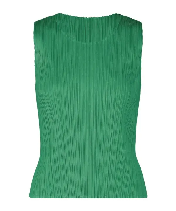 Issey Miyake Sleeveless Pleated Top - Fresh Green