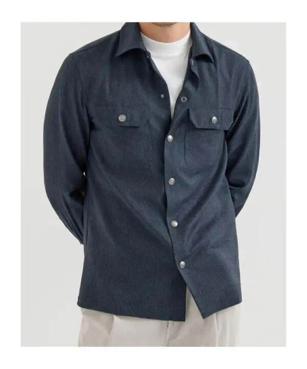 Brunello Cucinelli Virgin-wool Flannel Overshirt With Spread-collar And Chest-pockets