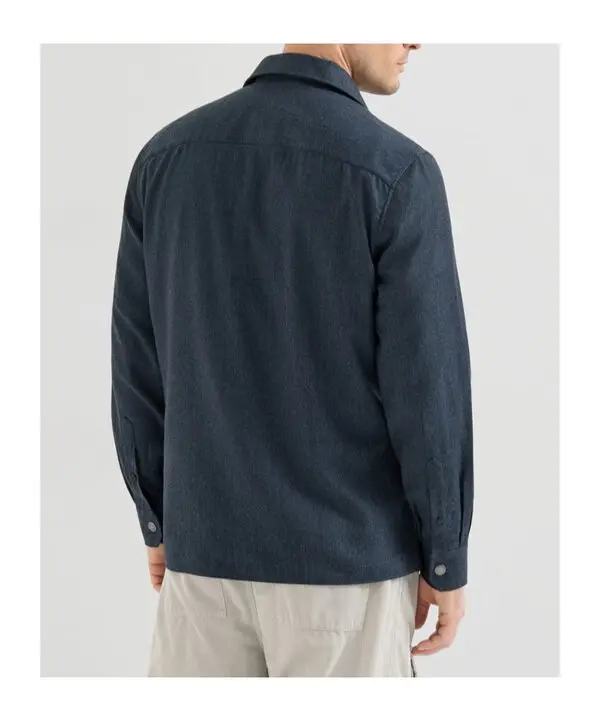 Brunello Cucinelli Virgin-wool Flannel Overshirt With Spread-collar And Chest-pockets