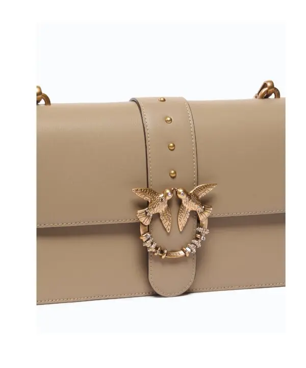Pinko Love Bag One Medium Crossbody Bag In Leather With Jewel Buckle