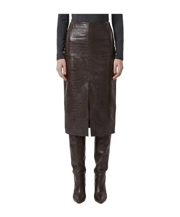 Federica Tosi Crocodile-effect Leather Midi Skirt