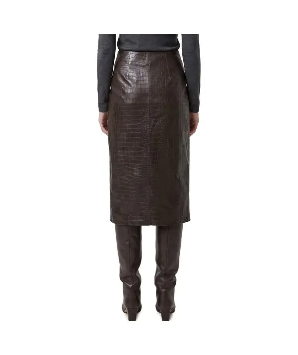 Federica Tosi Crocodile-effect Leather Midi Skirt