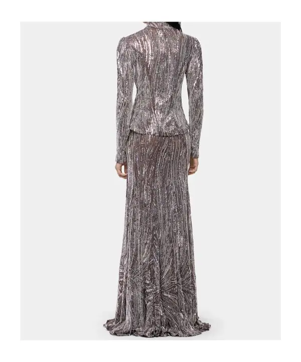 Rabanne Sequin-embellished Embroidered Maxi Skirt - Silver/brown