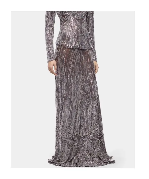 Rabanne Sequin-embellished Embroidered Maxi Skirt - Silver/brown