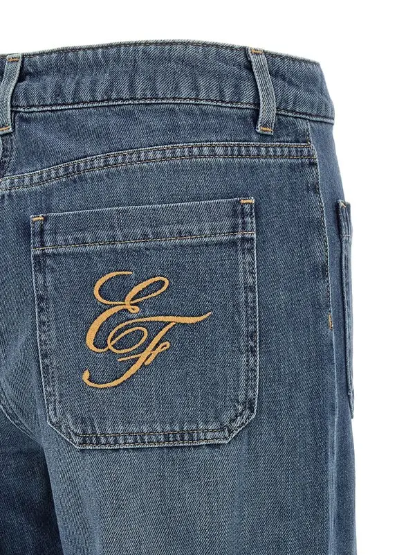 Elisabetta Franchi Logo Embroidered Straight Leg Jeans