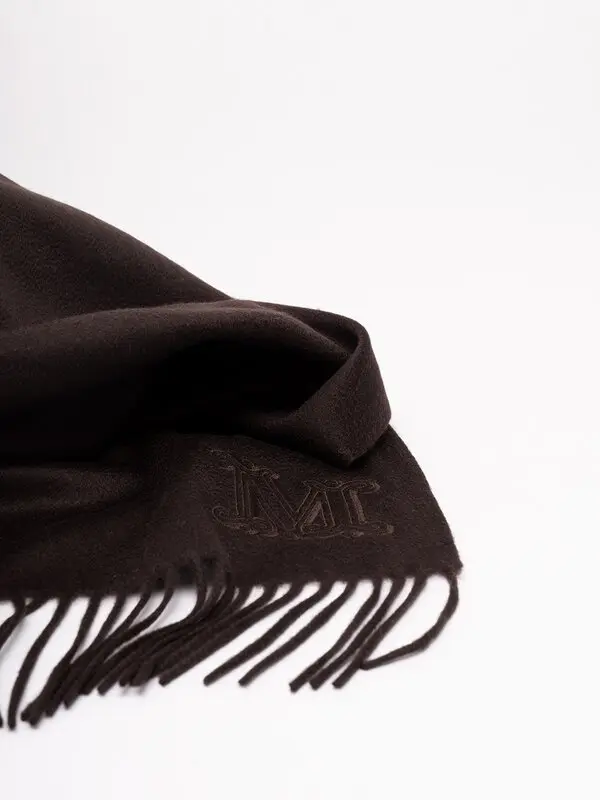 Max Mara Logo Embroidered Fringed Scarf