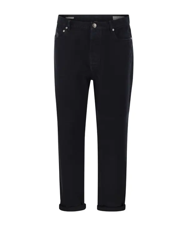 Brunello Cucinelli Five-pocket Cotton Jeans With A Contemporary Silhouette - Black
