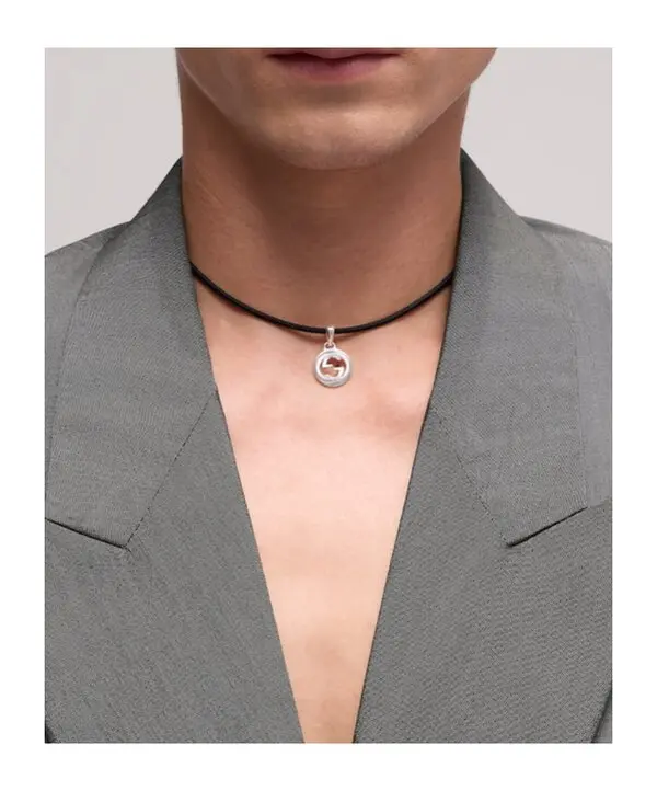 Gucci Interlocking G Cord Necklace - Black