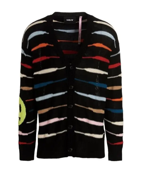 BARROW Striped V-neck Buttoned Cardigan