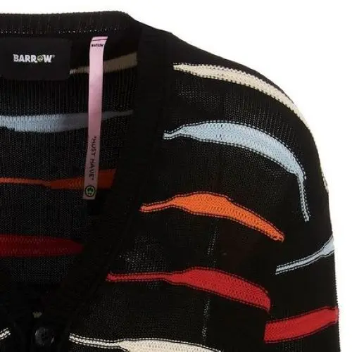 BARROW Striped V-neck Buttoned Cardigan