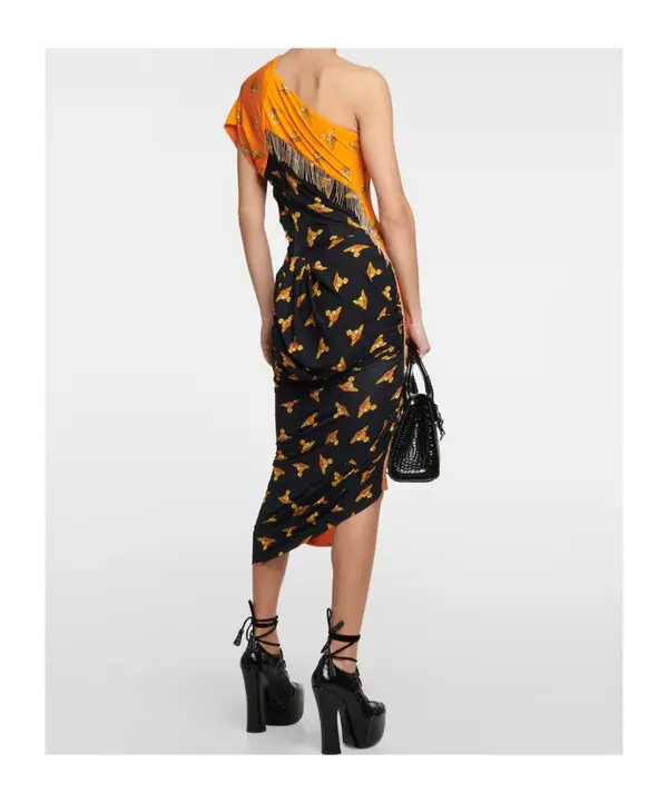 VIVIENNE WESTWOOD Printed One-shoulder Midi Dress