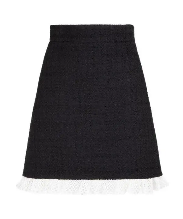 Miu Miu Lace-trim Tweed Skirt