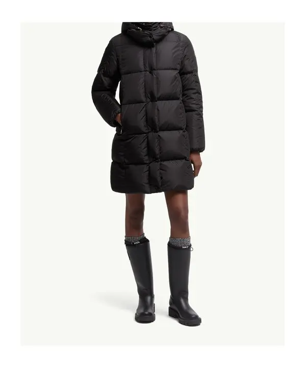 Moncler Litte Square-quilted Hooded Long Down Jacket