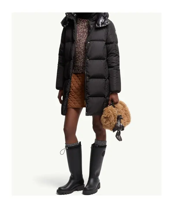 Moncler Litte Square-quilted Hooded Long Down Jacket