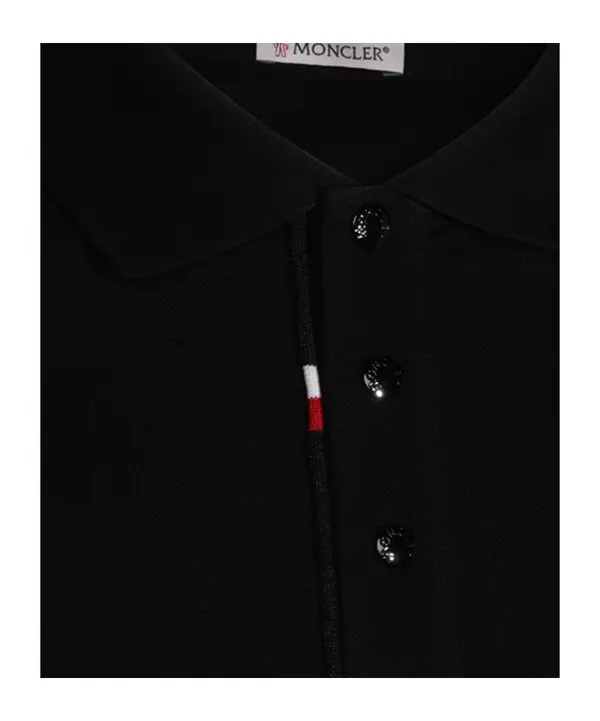 Moncler Logo Patch Short-sleeved Polo Shirt - Black