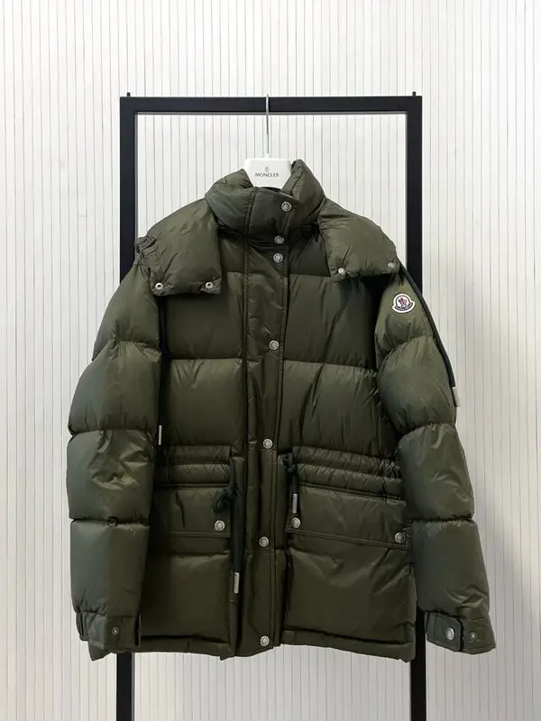 Moncler Sesie Hooded Down Jacket - Olive Green