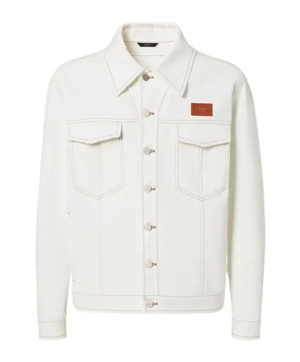Fendi Logo Patch Oversized Denim Jacket