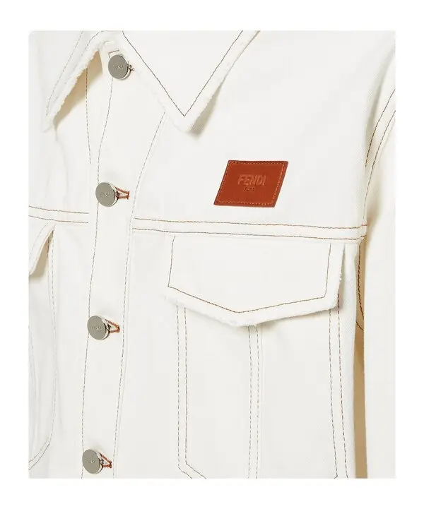 Fendi Logo Patch Oversized Denim Jacket