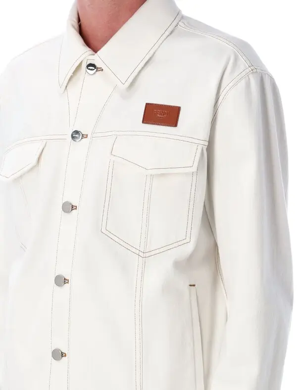 Fendi Logo Patch Oversized Denim Jacket