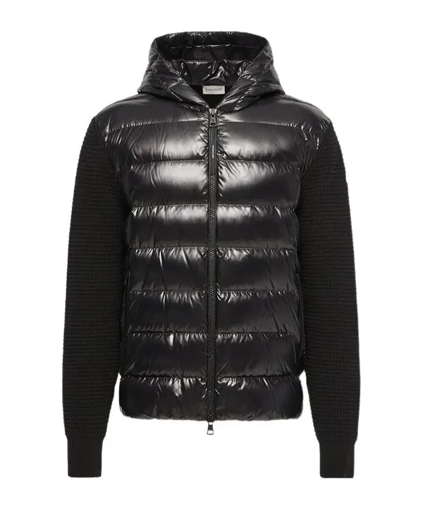Moncler Cashmere Wool Blend Padded Zip-up Cardigan