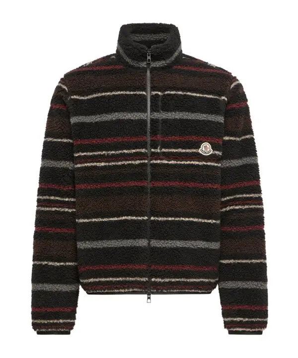 Moncler Striped Teddy Zip-up Cardigan