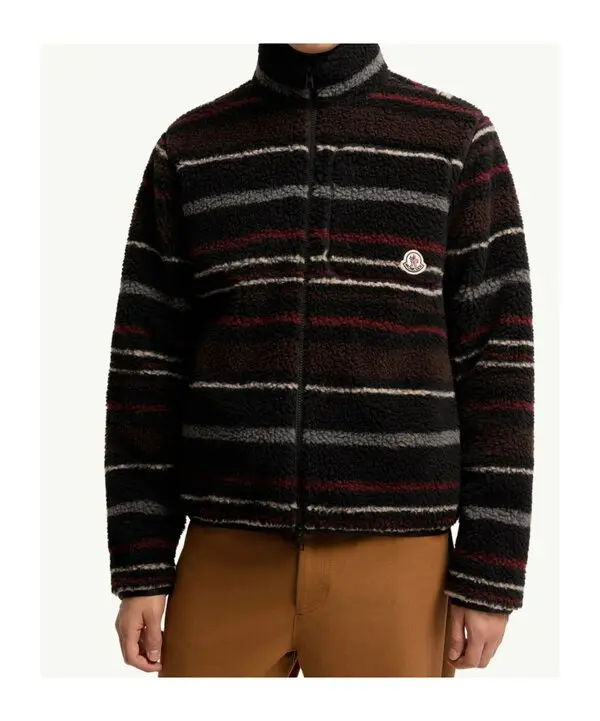 Moncler Striped Teddy Zip-up Cardigan