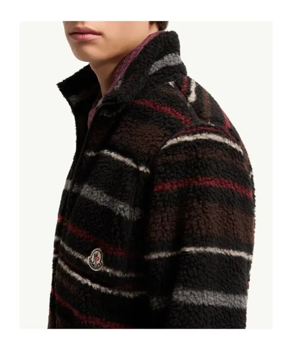 Moncler Striped Teddy Zip-up Cardigan