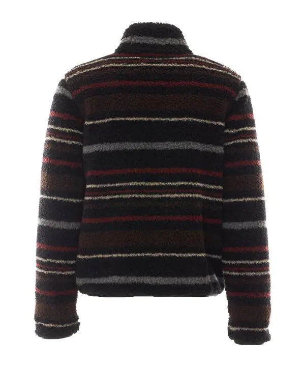 Moncler Striped Teddy Zip-up Cardigan - Black/gray
