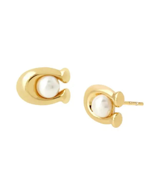 COACH Set Of Logo Earrings And Necklace