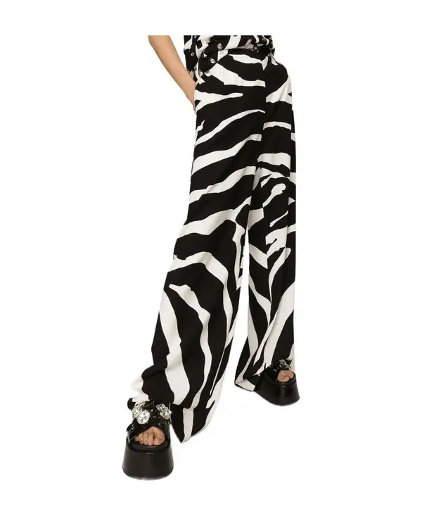 Dolce & Gabbana Dolce Gabbana Zebra-printed High Waist Flared Pants